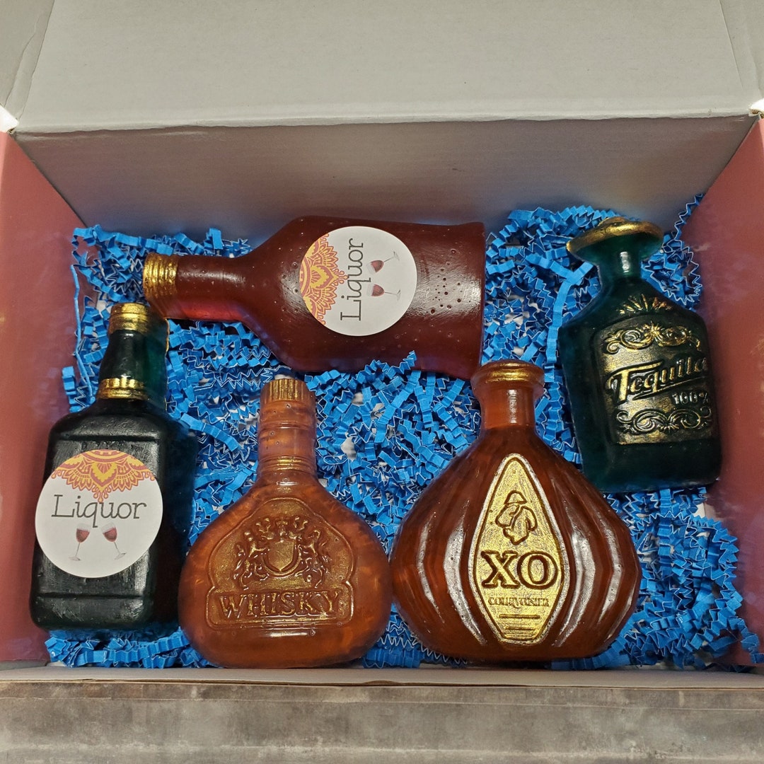 Liquor, Tequila and Whisky Bottle Shaped Soap, Gift Box for Bartender ...