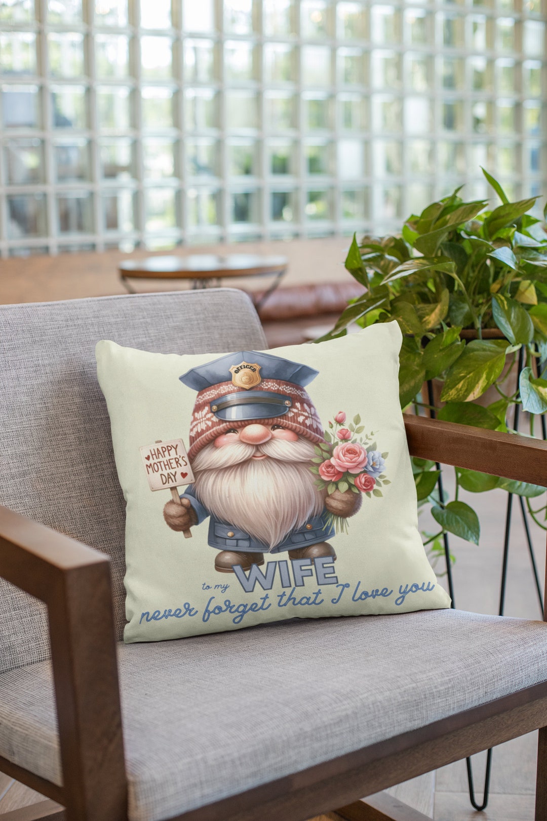 Police Officer to Wife Polyester Square Pillow, Happy Mother's Day From ...
