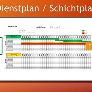 Dienstplan Excel-Vorlage Schichtplaner im praktischen A4-Format ...