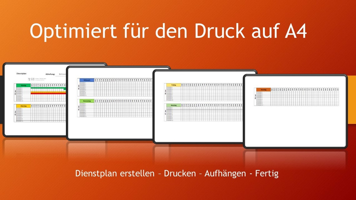 Duty Roster Excel Template Shift Planner in Practical A4 Format ...
