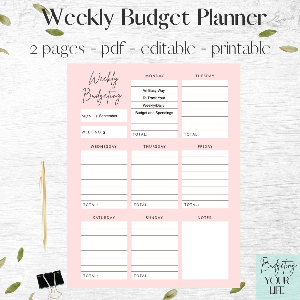 Weekly Budget Planner Printable, Budgeting Planner, Weekly Expense ...