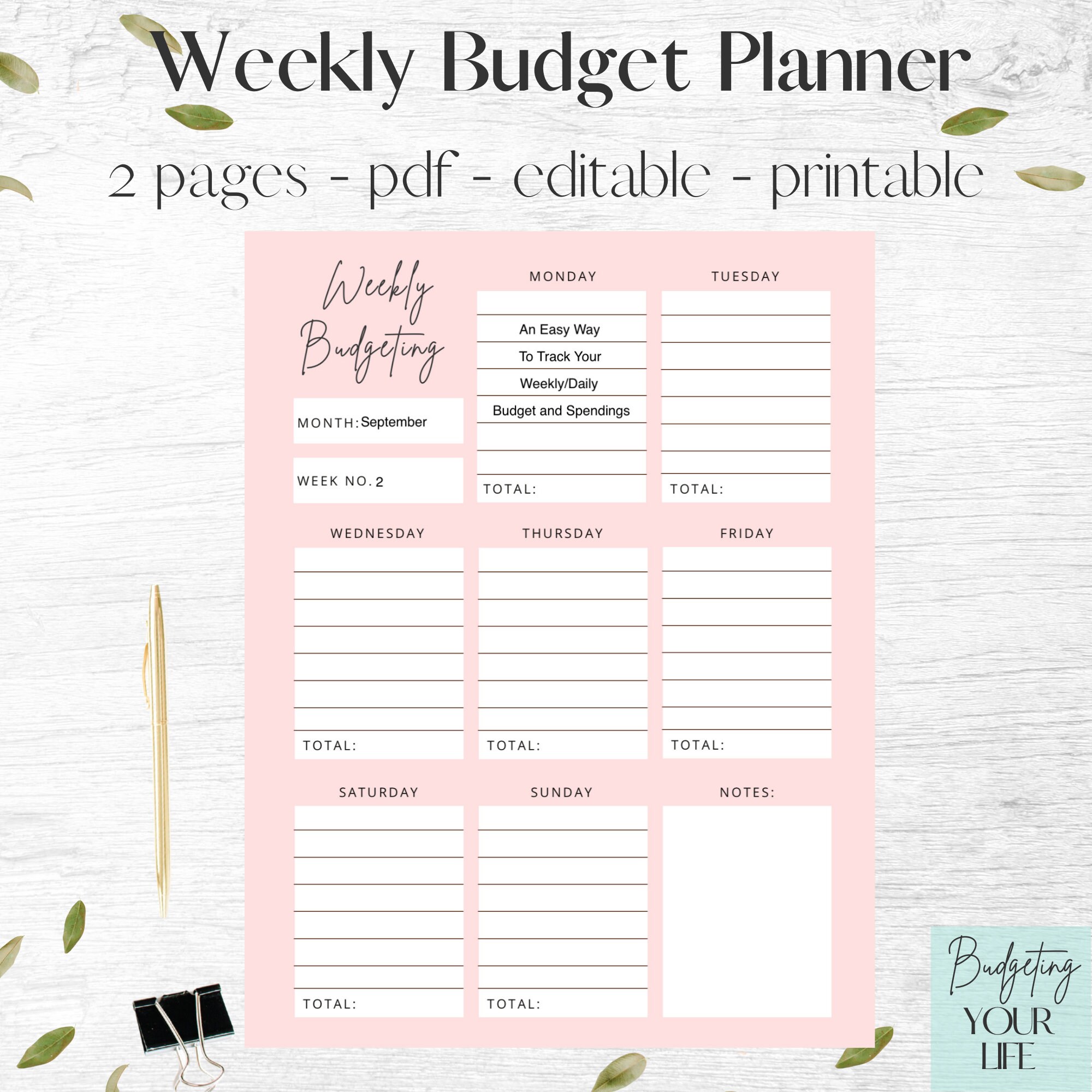 Weekly Budget Planner Printable, Budgeting Planner, Weekly Expense ...