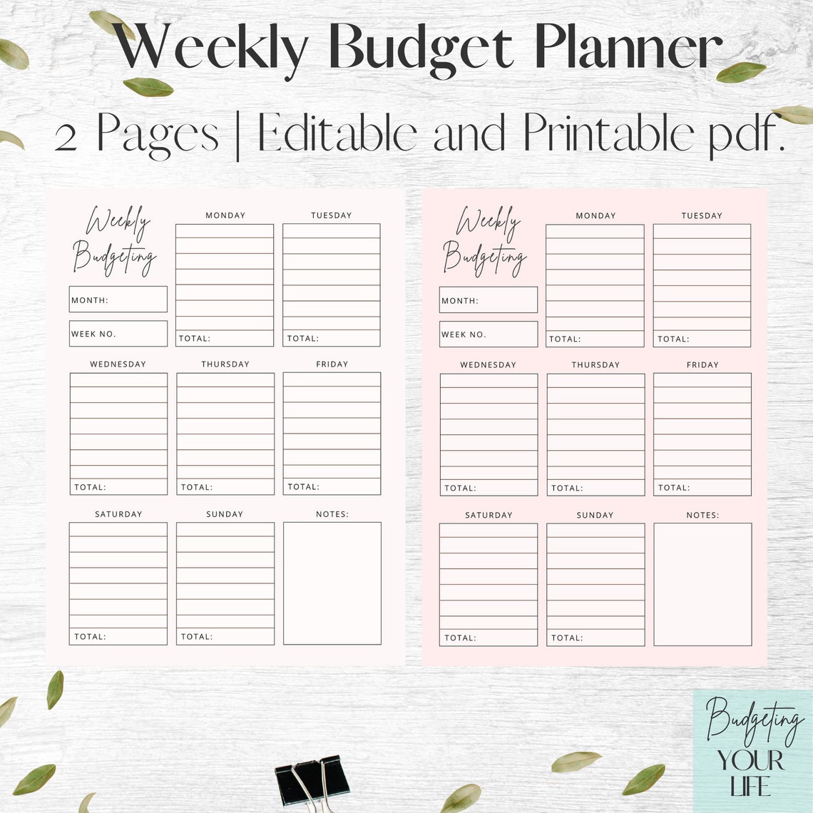 Weekly Budget Planner Printable, Expense Tracker, Financial Planner ...