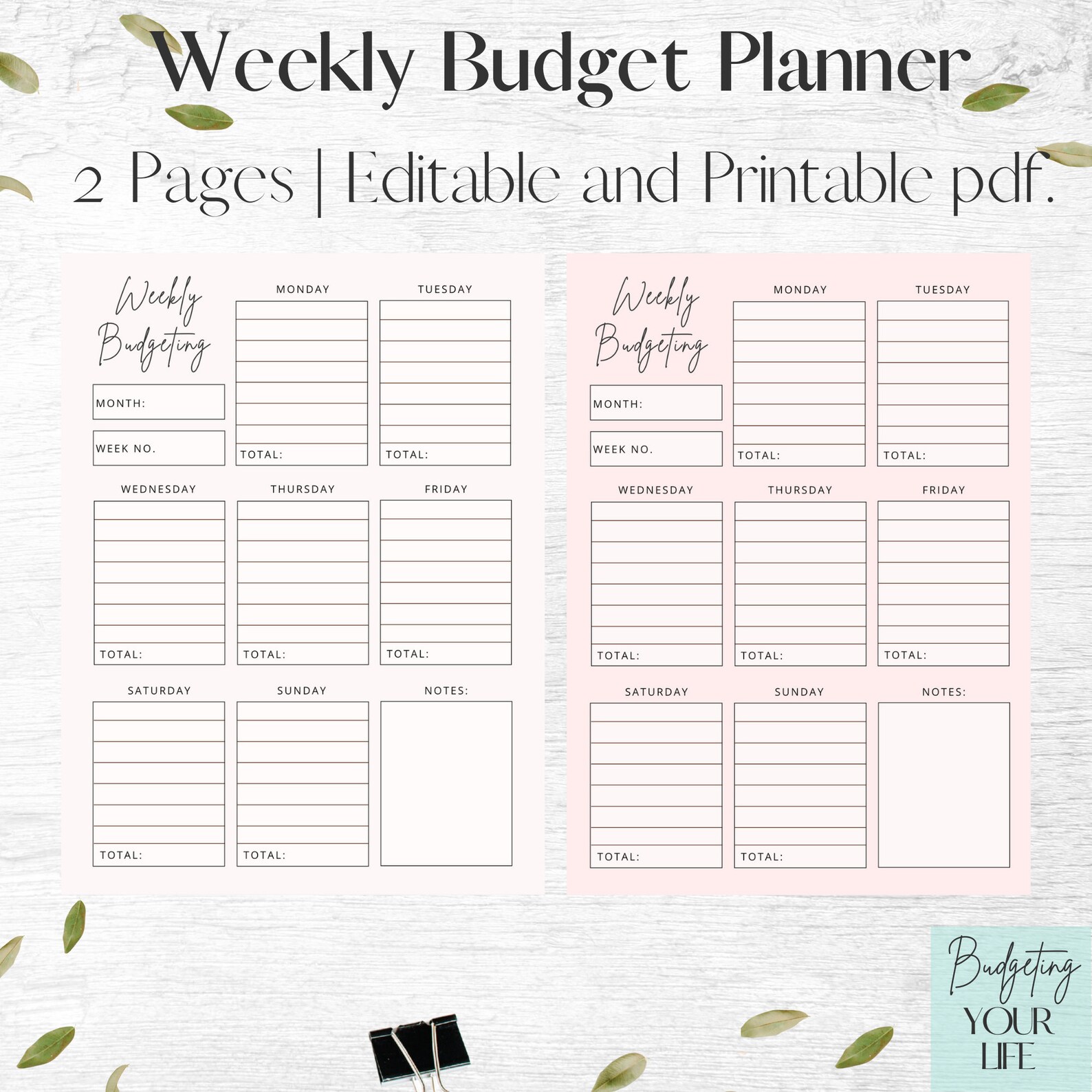 Weekly Budget Planner Printable, Expense Tracker, Financial Planner ...
