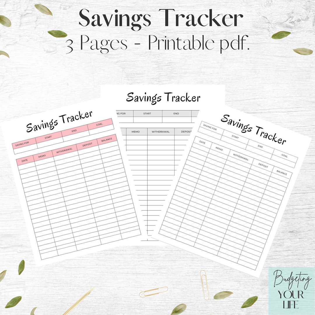 Savings Tracker, Printable Savings Tracker, Money Savings Goals , Pdf ...