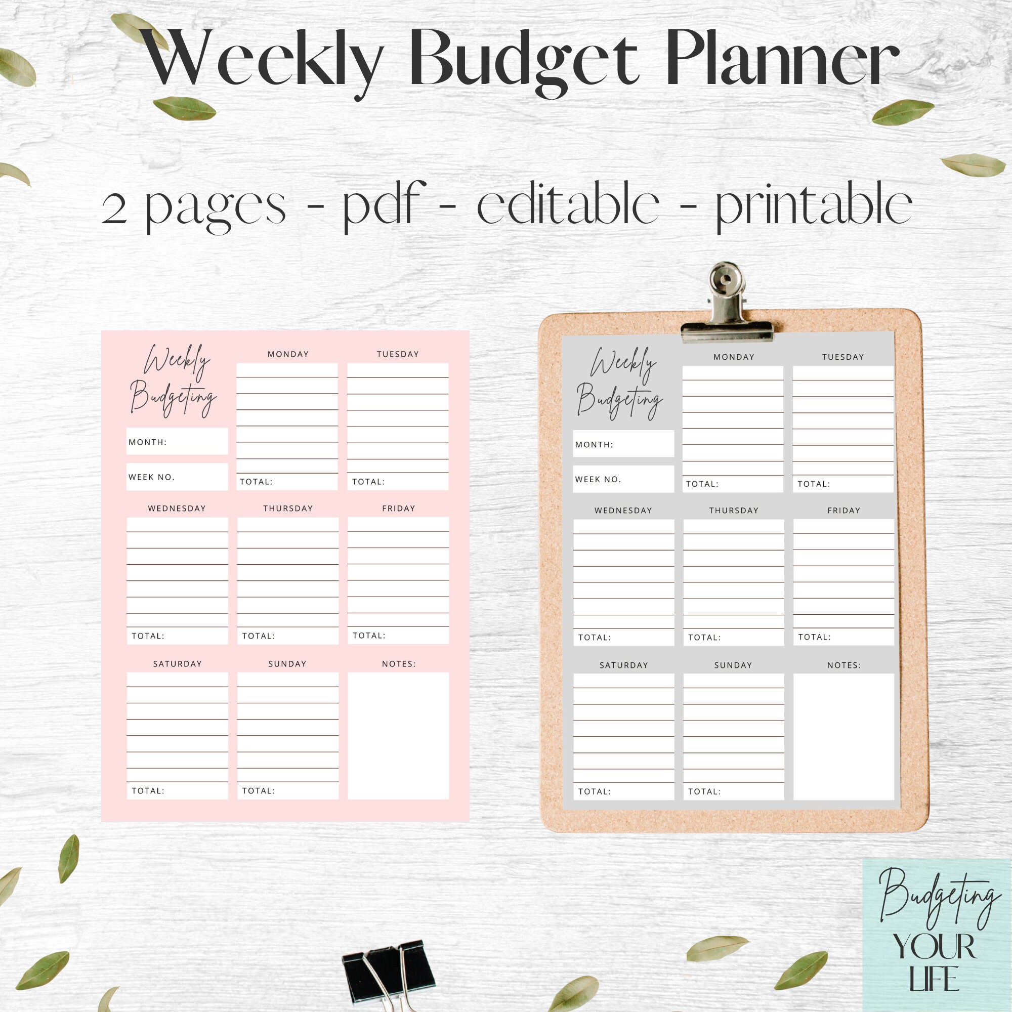 Weekly Budget Planner Printable, Budgeting Planner, Weekly Expense ...