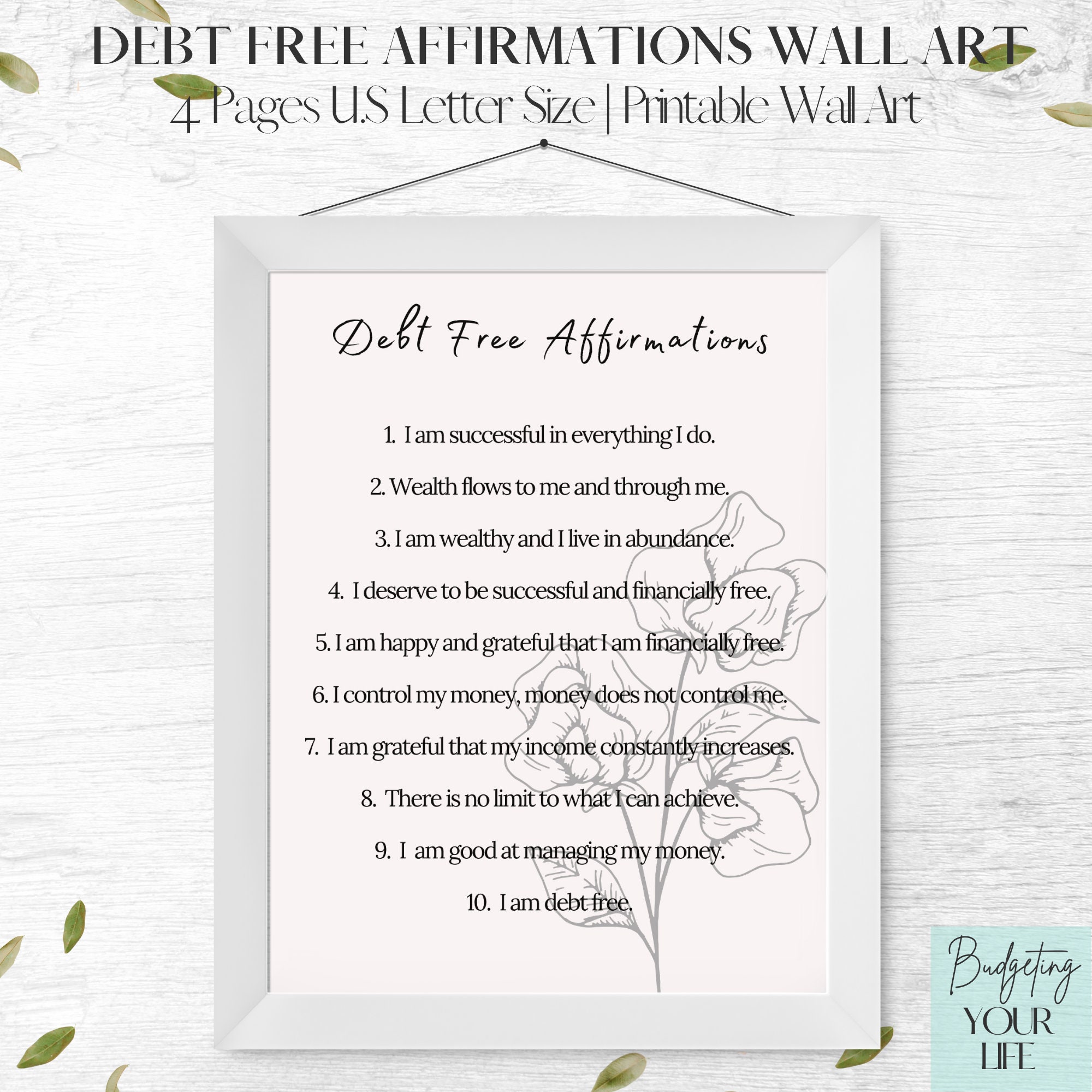 Debt Free Affirmations Printable Wall Art, Daily Affirmations, Debt ...