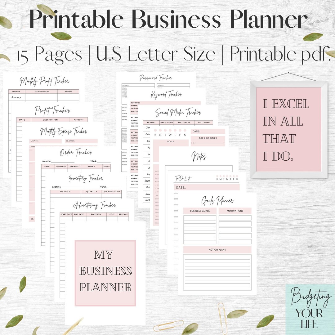 Small Business Planner, Printable Business Organizer, Small Business ...