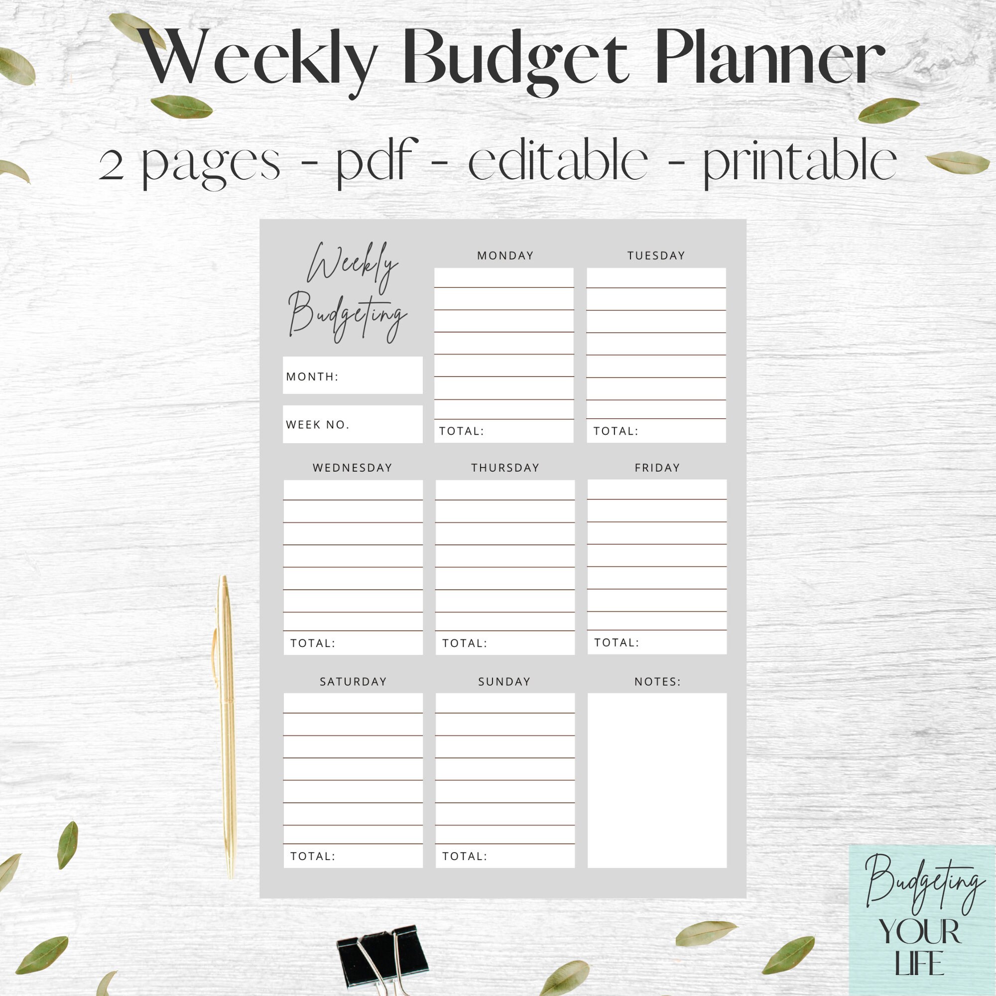Weekly Budget Planner Printable, Budgeting Planner, Weekly Expense ...