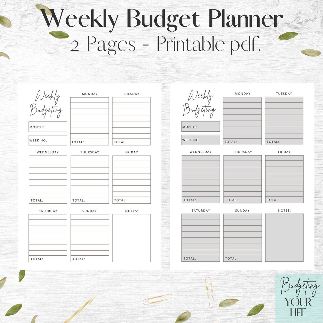 Weekly Budget Planner Printable, Expense Tracker, Financial Planner ...