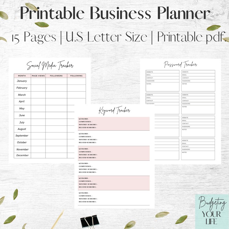 Small Business Planner, Printable Business Organizer, Small Business ...
