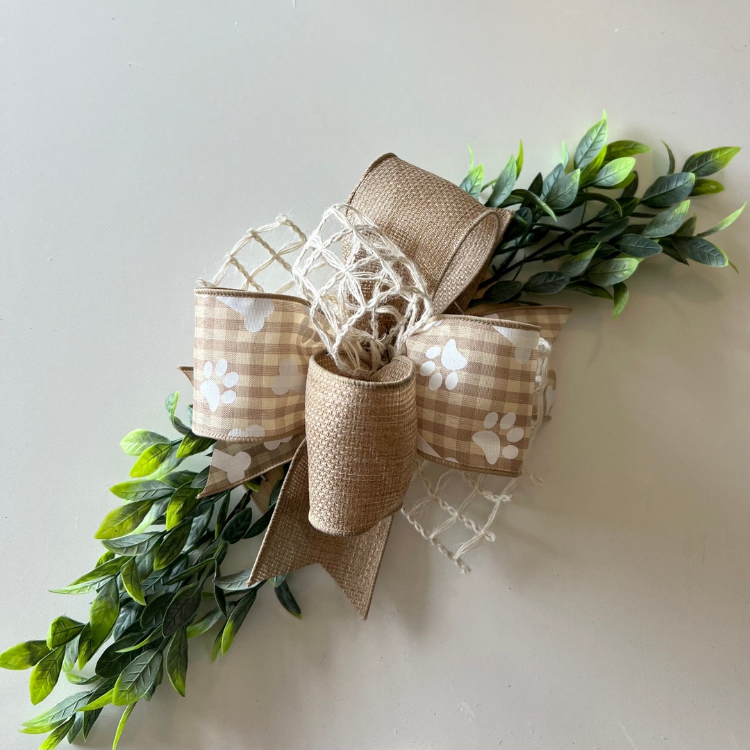 Interchangeable Door Hanger Bow | Paw Print Bow Attachment for ...