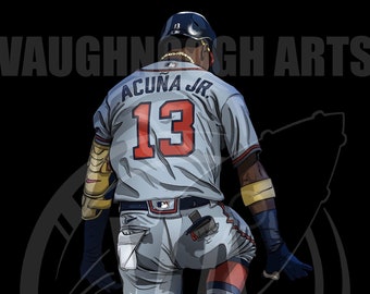 Ronald Acuna Jr Printable Art Portrait Braves Baseball 13 Digital ...