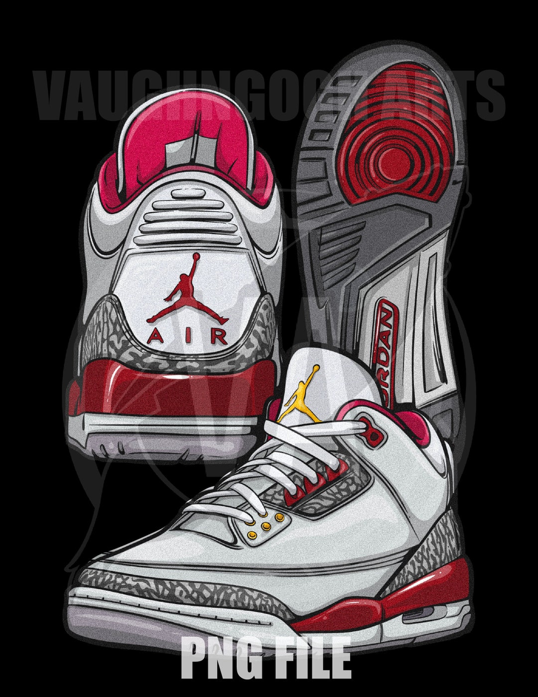 Sneaker PNG Art Jordan 3 Printable Digital Design - Etsy