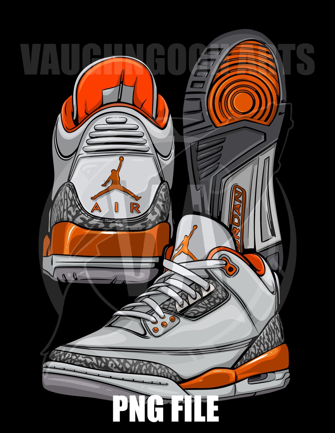 Sneaker PNG Art Jordan 3 Orange Printable Digital Design - Etsy