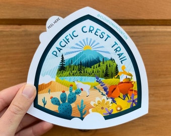 Pacific Crest Trail Map Sticker Watercolor Painting PCT Trail Map Vinyl ...