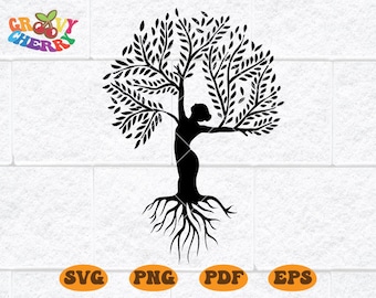 Woman Tree Svg, Women Empowerment Eps, Tree With Roots, Cricut ...