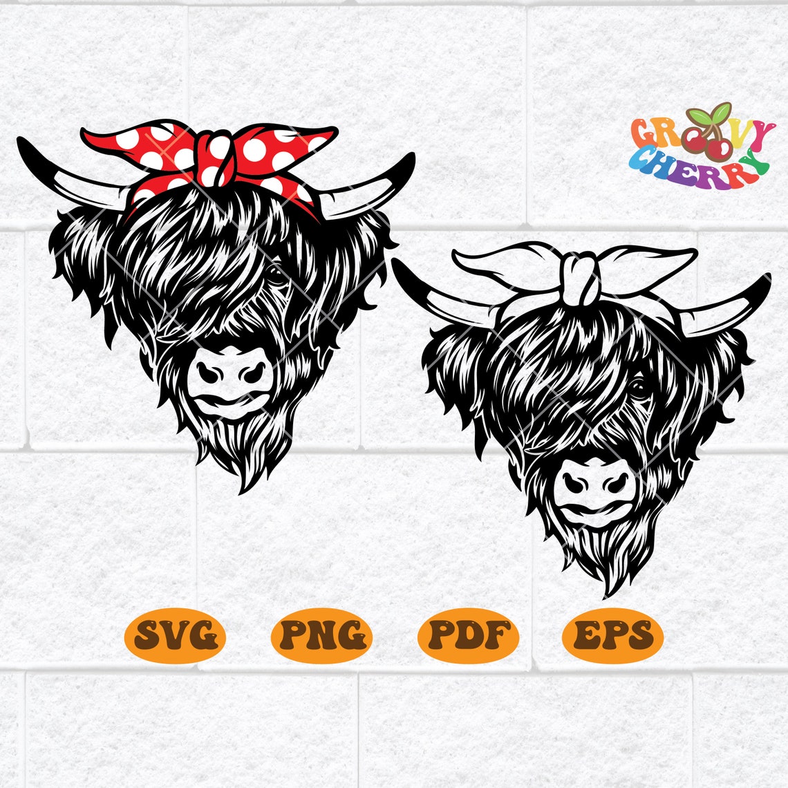 Highland Cow Svg Cow With Bandana SVG Highland Heifer Svg - Etsy