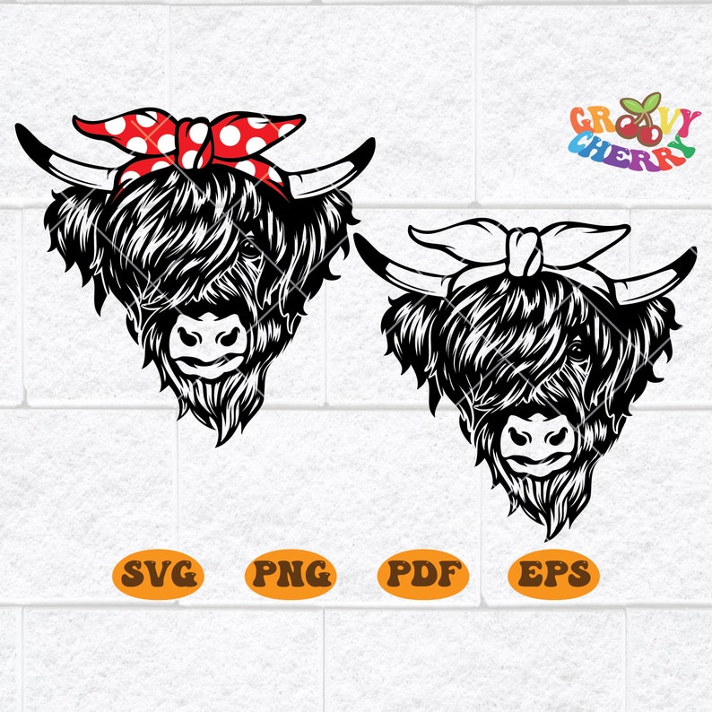 Highland Cow Svg Cow With Bandana SVG Highland Heifer Svg - Etsy Canada