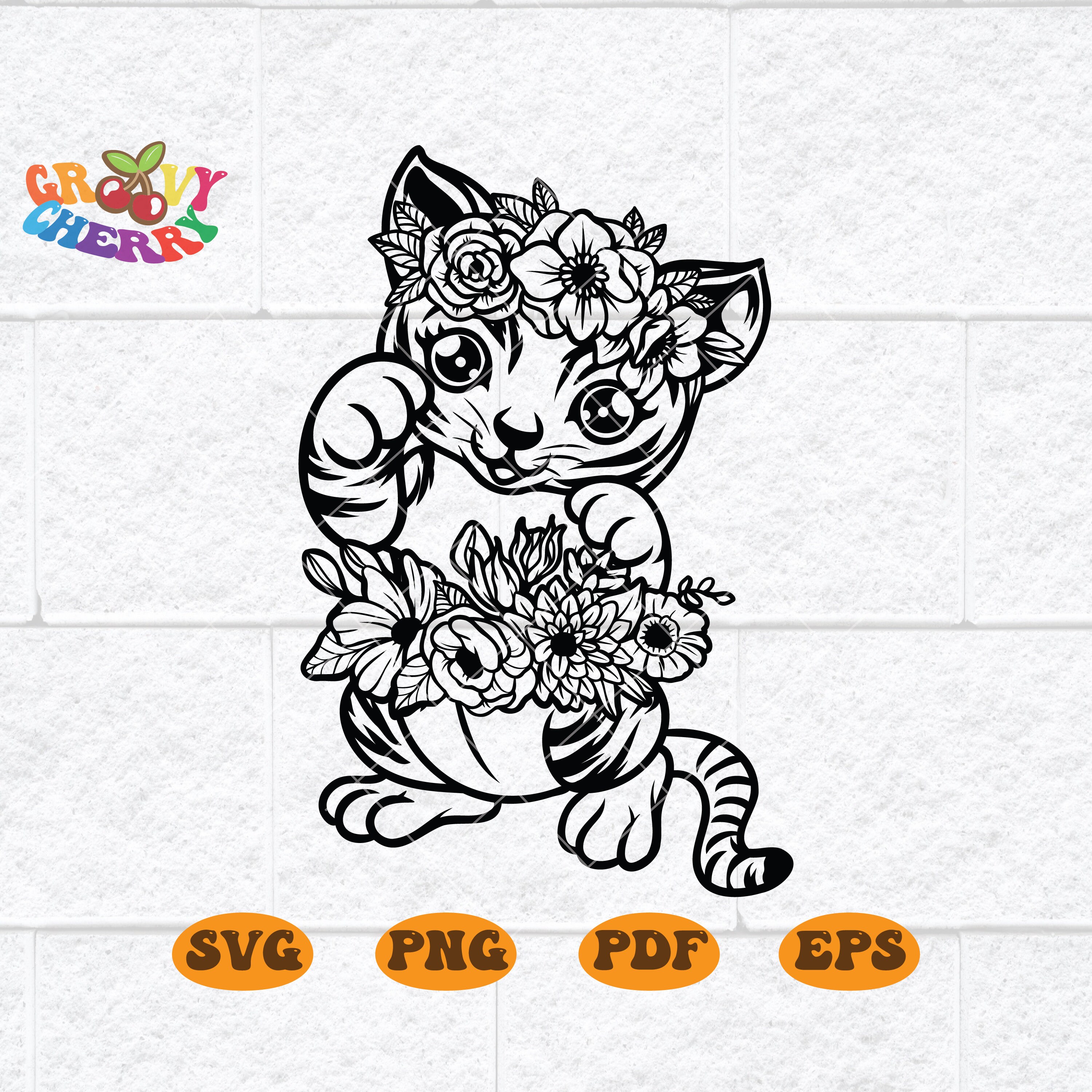 Tiger With Flower Crown SVG Cute Tiger Svg Floral Animal | Etsy