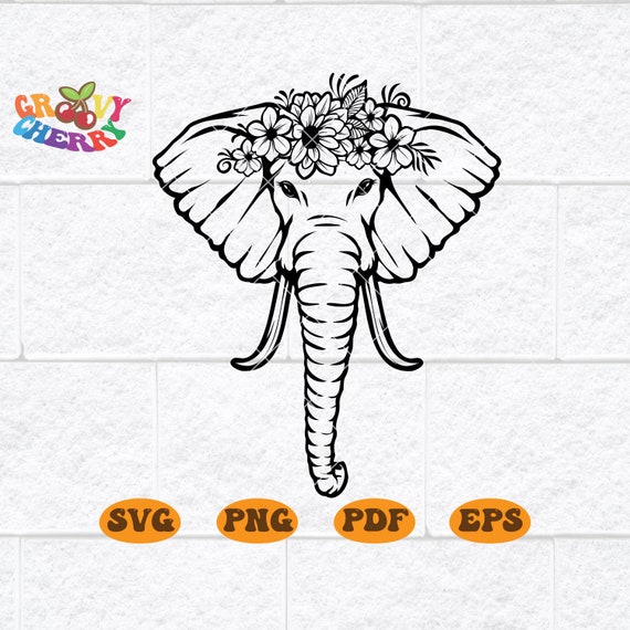 Elephant With Flower Crown SVG Floral Elephant Svg Baby - Etsy