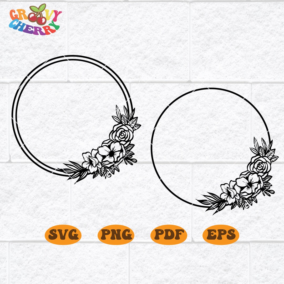 Floral Frame Svg, Monogram Frame Svg, Floral Wreath Svg, Circle Frame ...