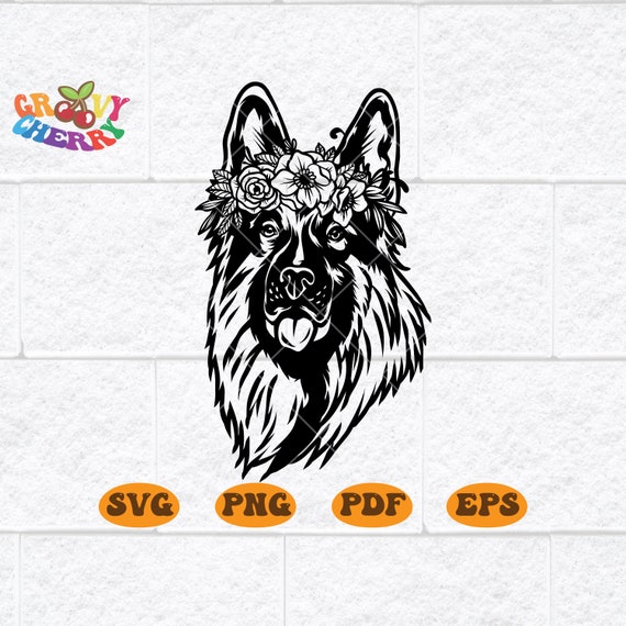 Dog Flower Crown SVG Dog Floral Crown German Shepherd Svg - Etsy