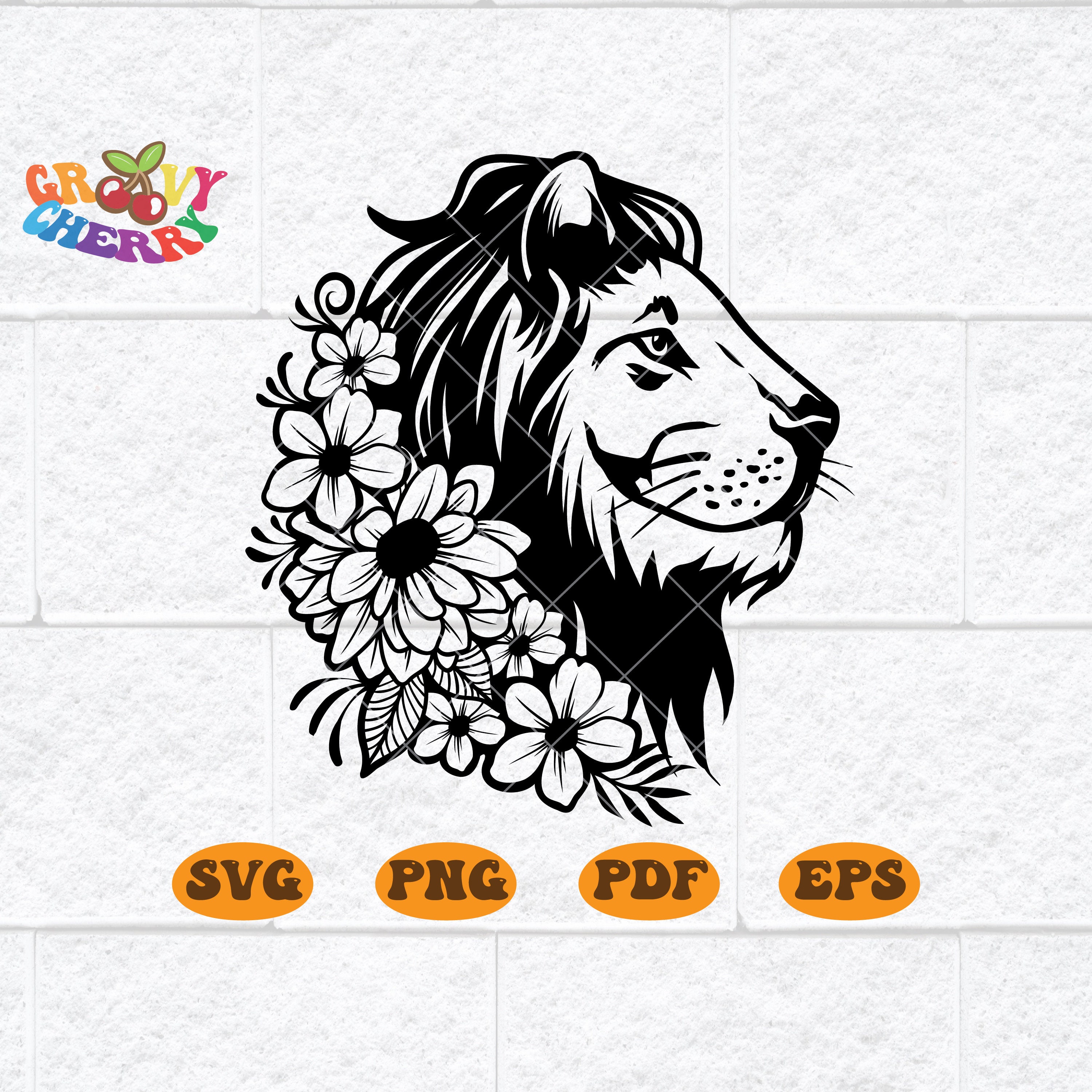 Floral Lion SVG Lion With Flowers SVG Lion Cut File Lion | Etsy