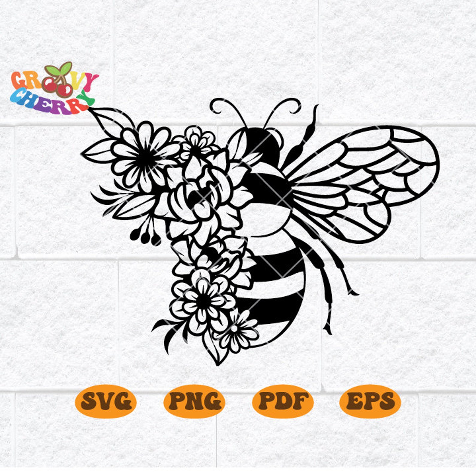 Flowers Bee Svg File Bee Svg Floral Bee Svg Bee Clipart Bee Insect Svg ...