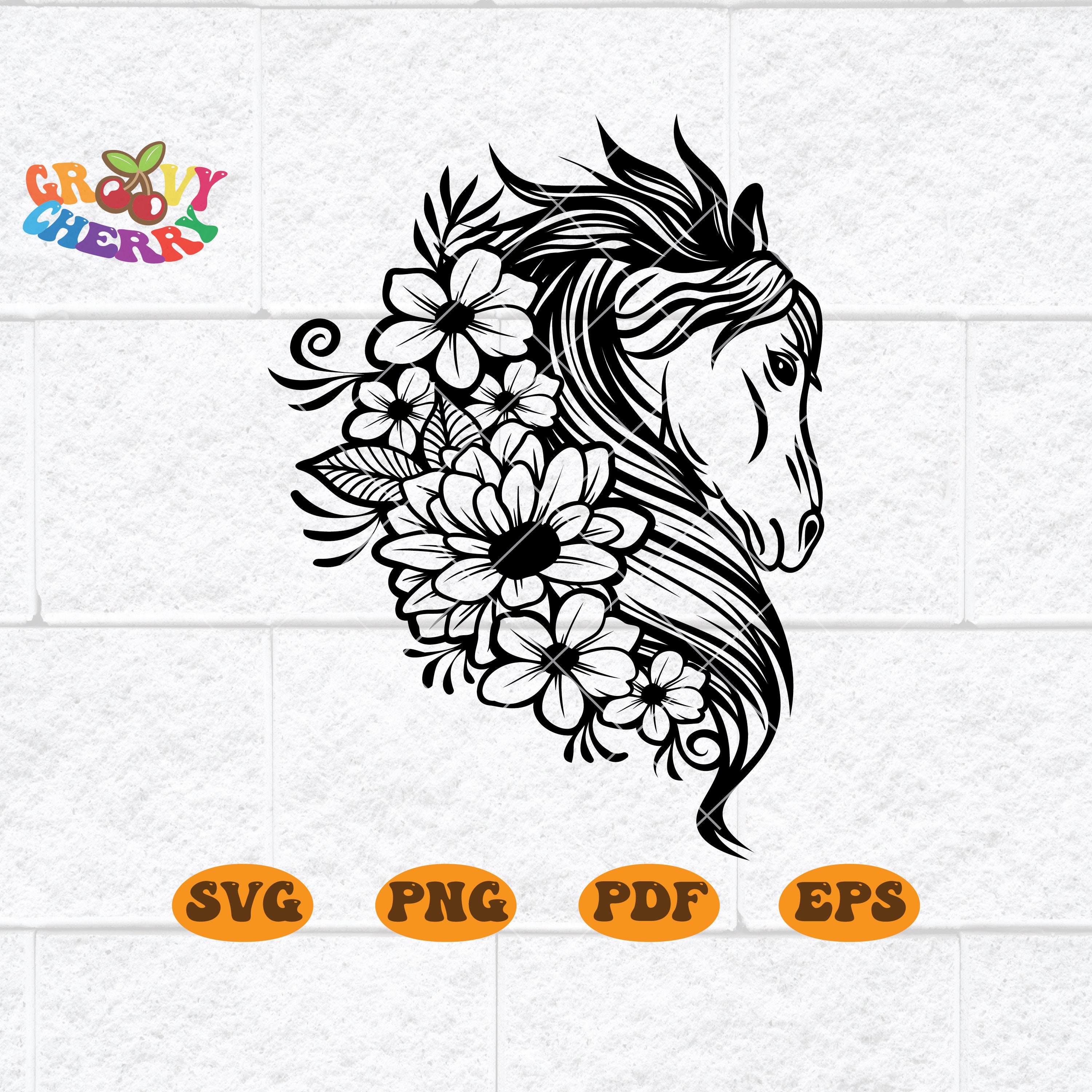 Floral Horse Svg File Horse With Flowers SVG Horse Cut File - Etsy