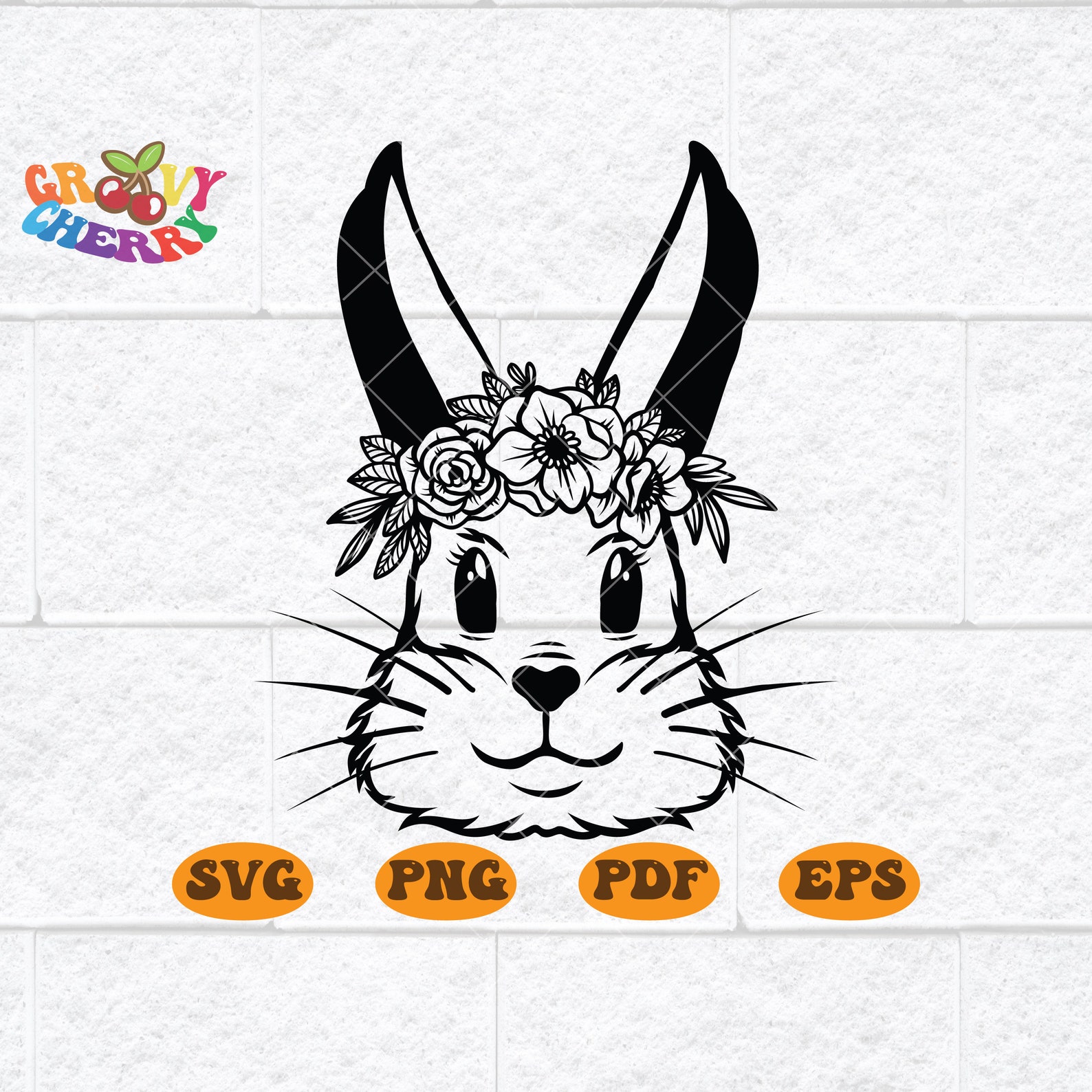 Rabbit With Flower Crown SVG Floral Bunny Svg Rabbit Face | Etsy
