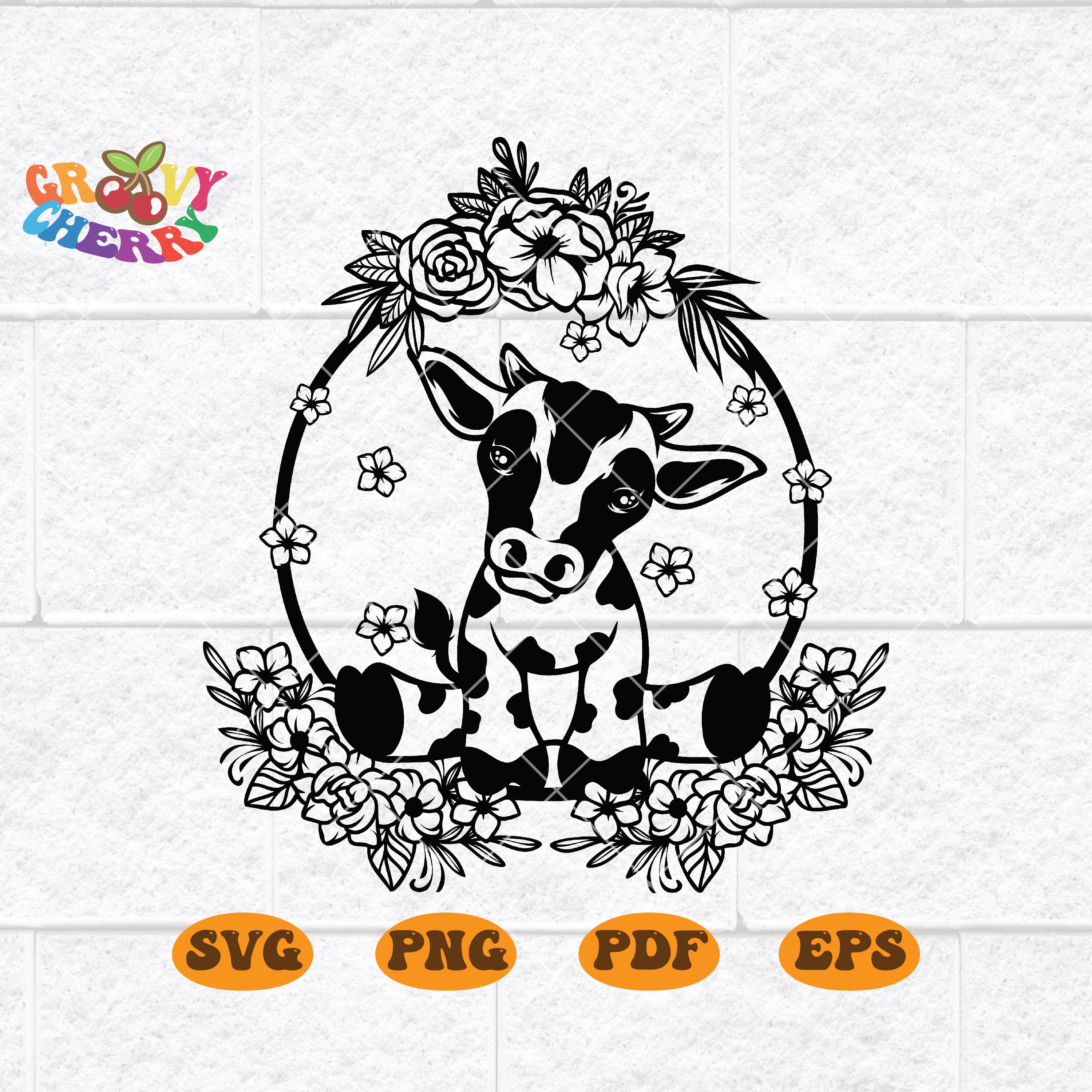 Cow With Flower Crown SVG Files Baby Cow Svg Cow Face Svg - Etsy