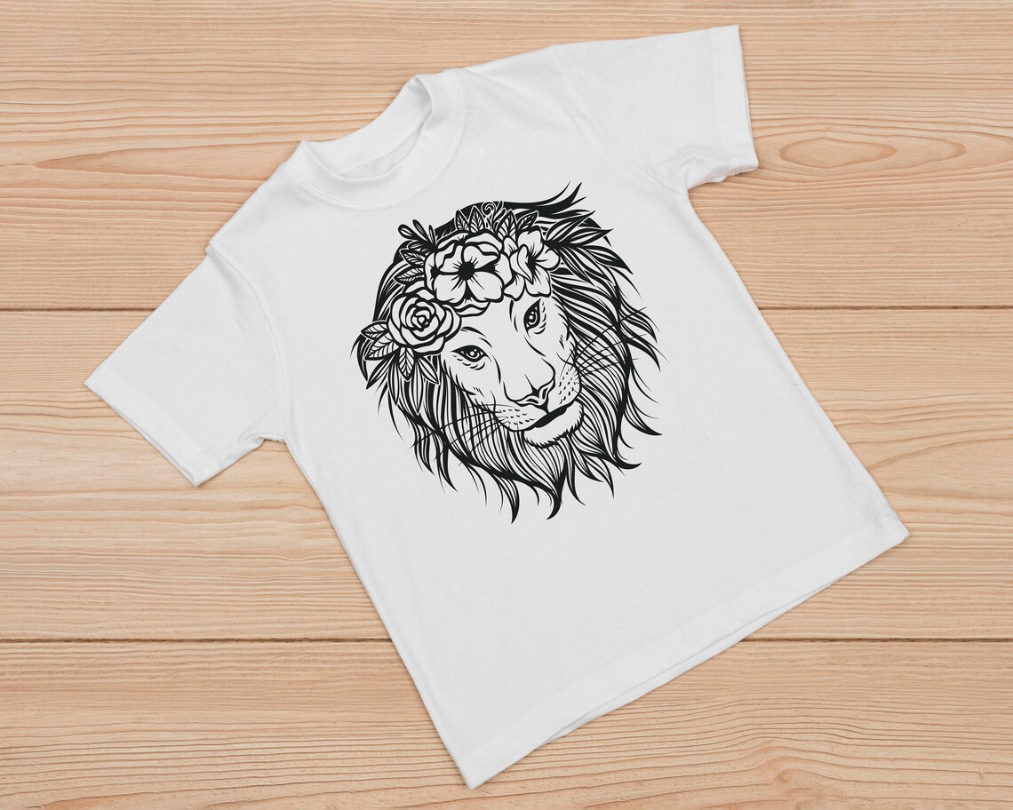 Floral Lion SVG Lion With Flower Crown SVG Lion Cut File | Etsy
