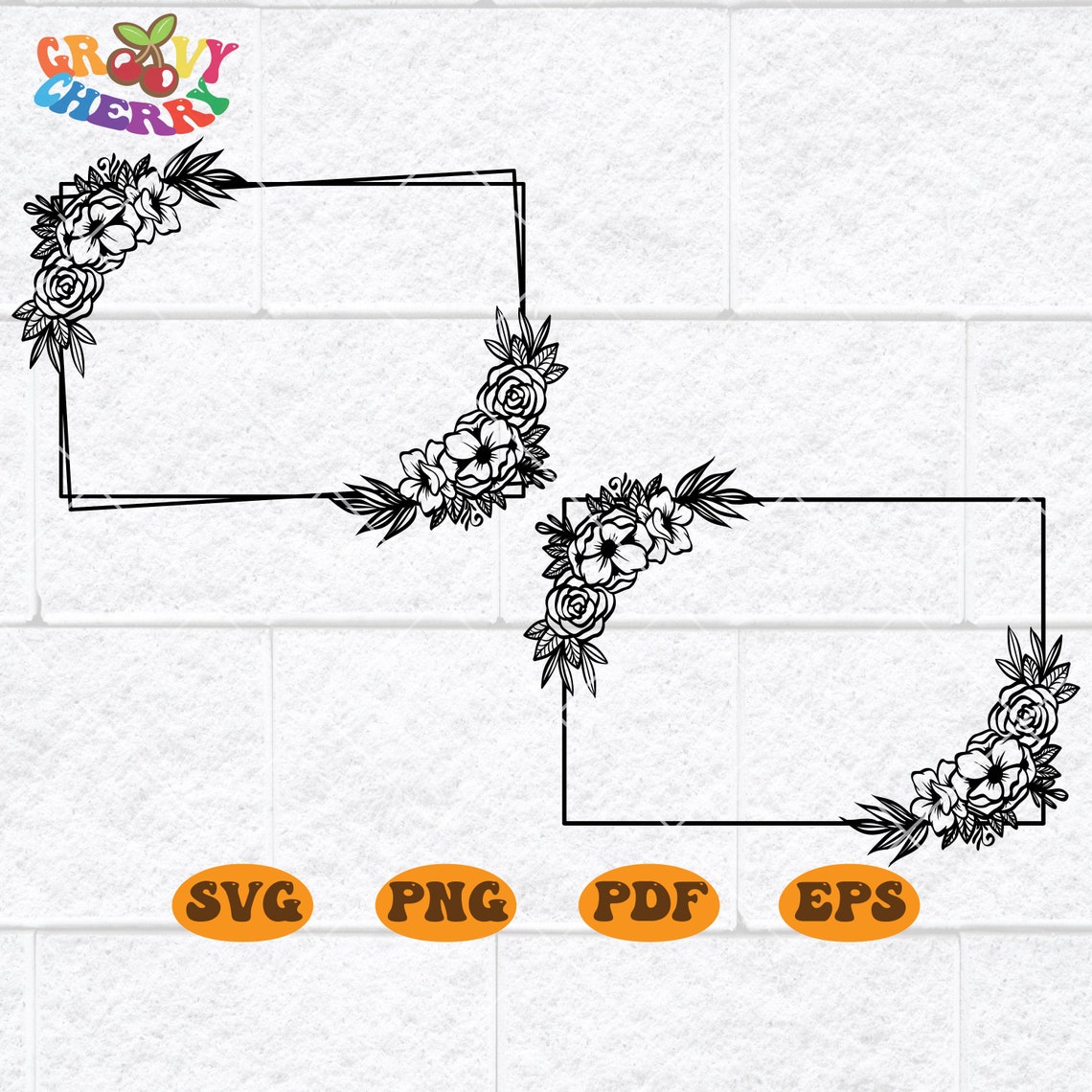 Floral Rectangle Frame Svg Flower Border Svg Floral Border - Etsy