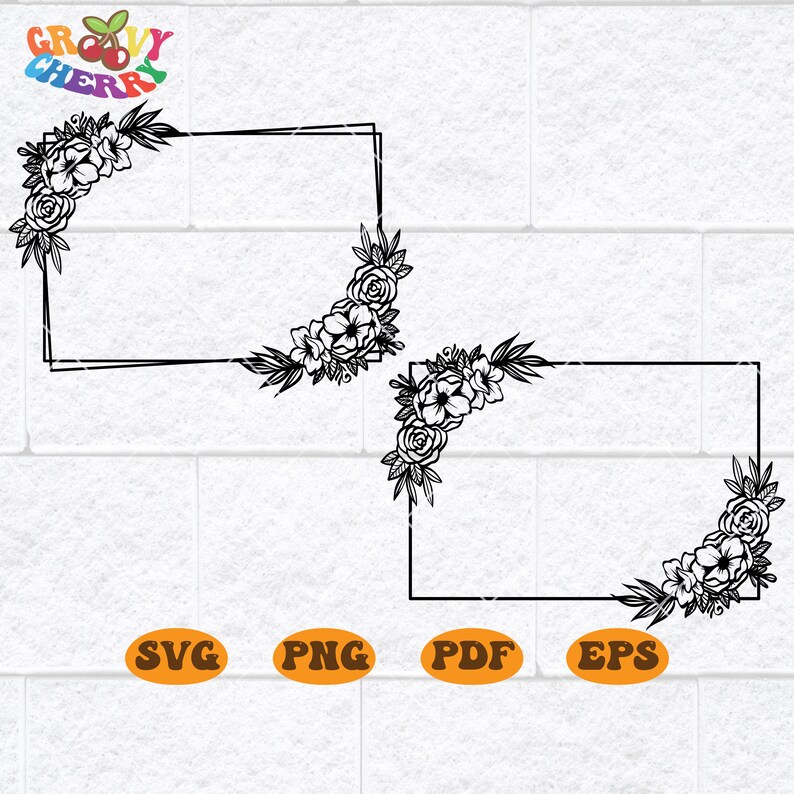 Floral Rectangle Frame Svg Flower Border Svg Floral Border - Etsy