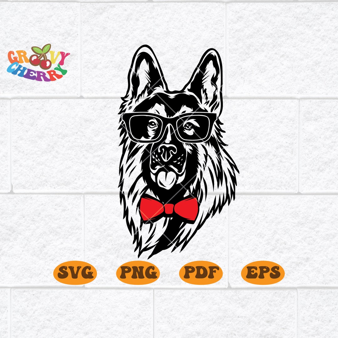 Dog With Glasses SVG, Dog With Bow, German Shepherd SVG, German ...