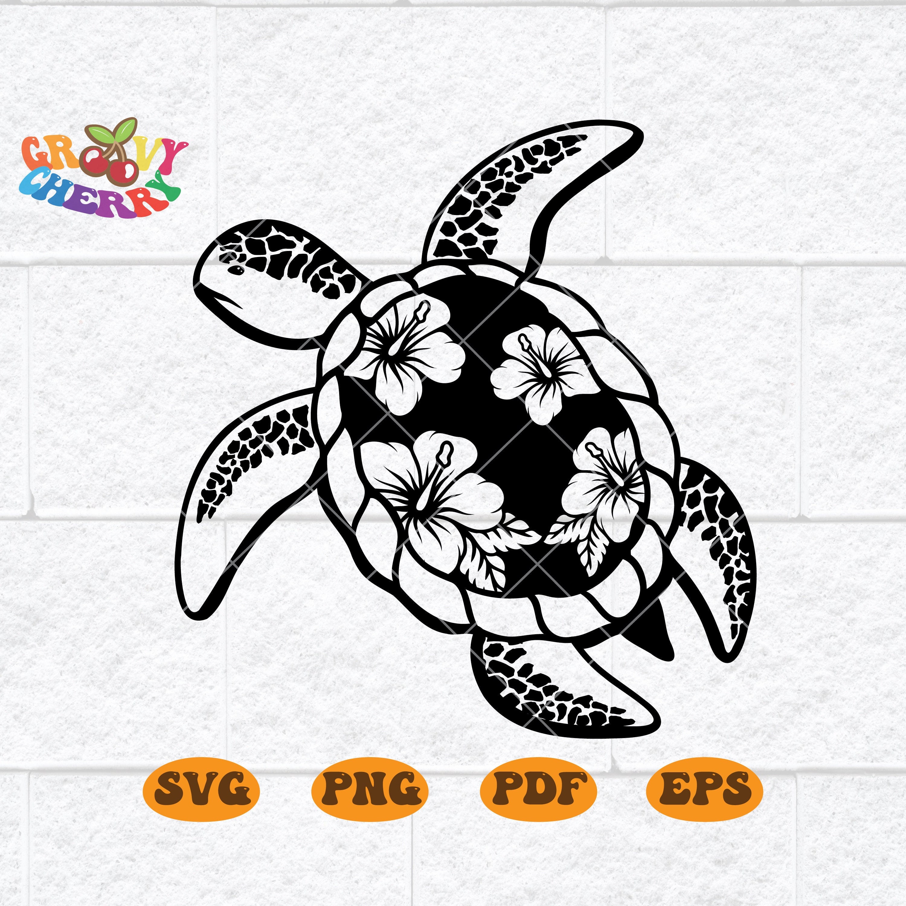 Floral Turtle SVG, Baby Turtle Svg, Turtle Cut File, Flower Animal ...