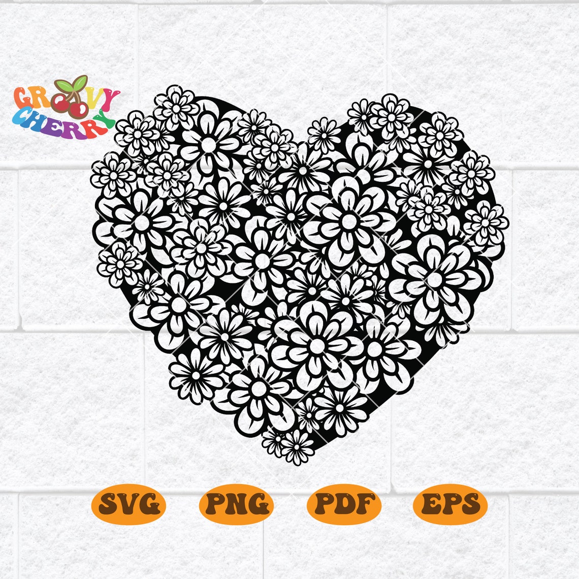 Flower Heart Svg Floral Heart Svg Valentines Day SVG Heart - Etsy