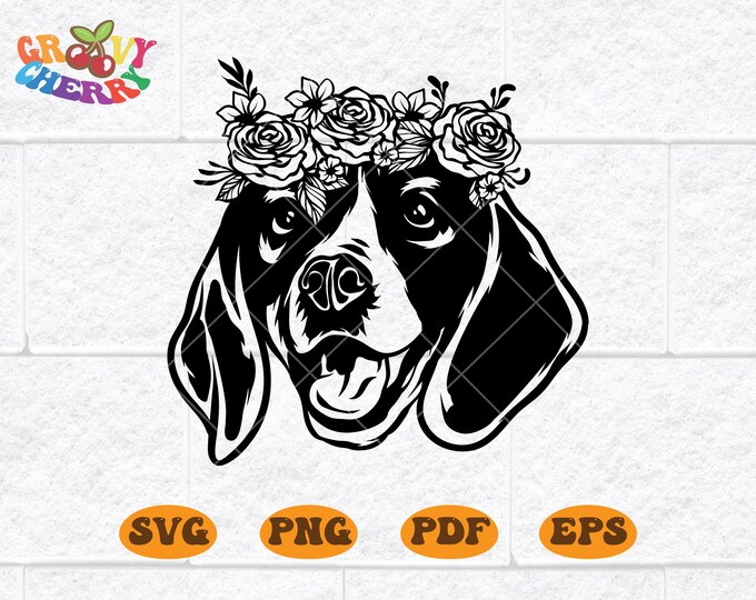 Dog Flower Crown SVG Dog Floral Crown Beagle Svg Beagle Mom - Etsy