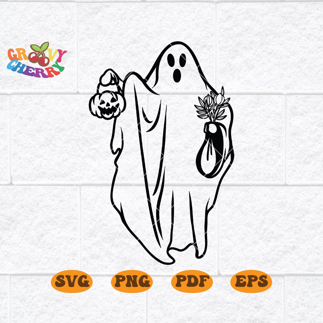 Floral Ghost Svg, Ghost SVG, Cute Ghost Svg, Ghost Silhouette, Ghost ...