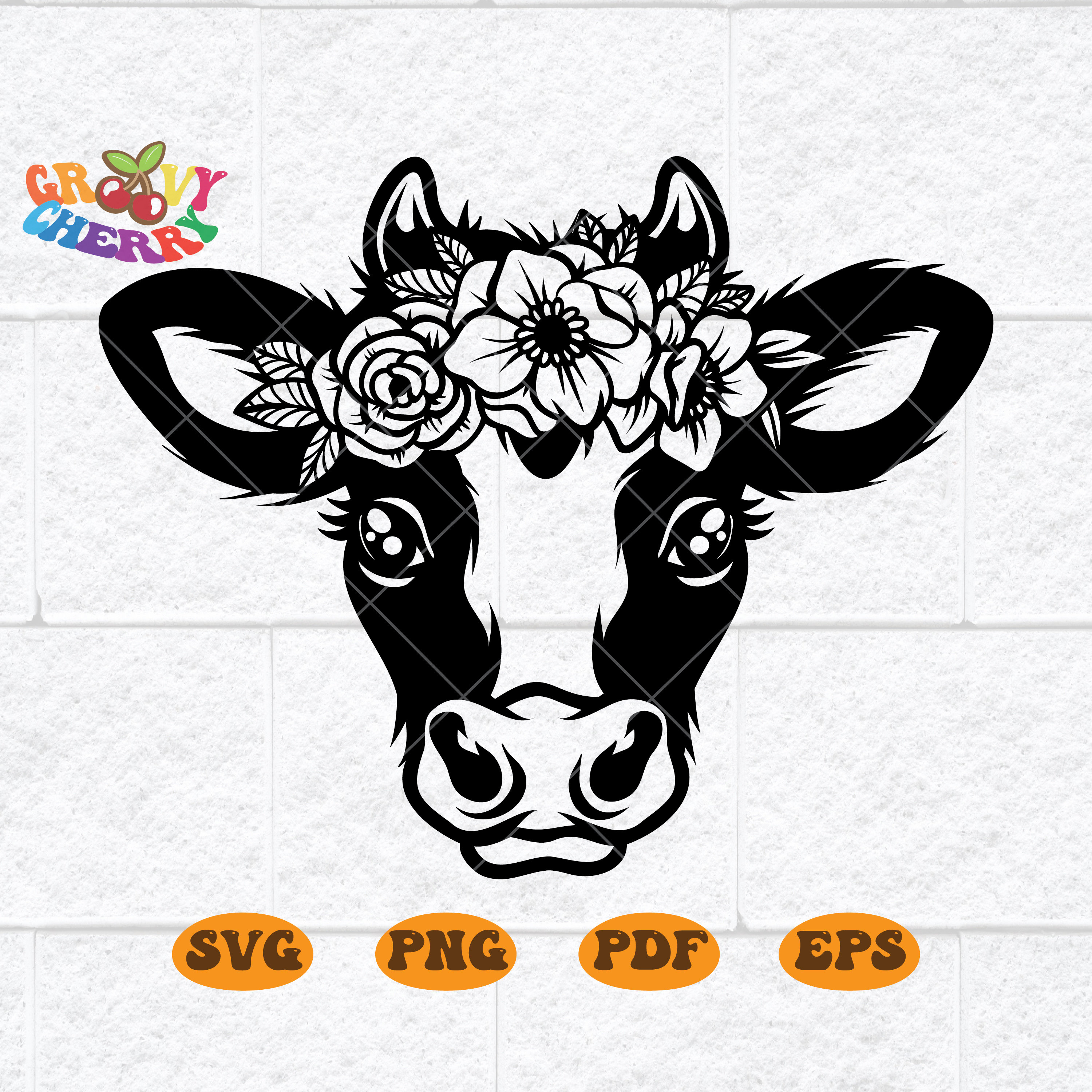 Cow With Flower Crown SVG Baby Cow Svg Cow Face Svg Cow - Etsy