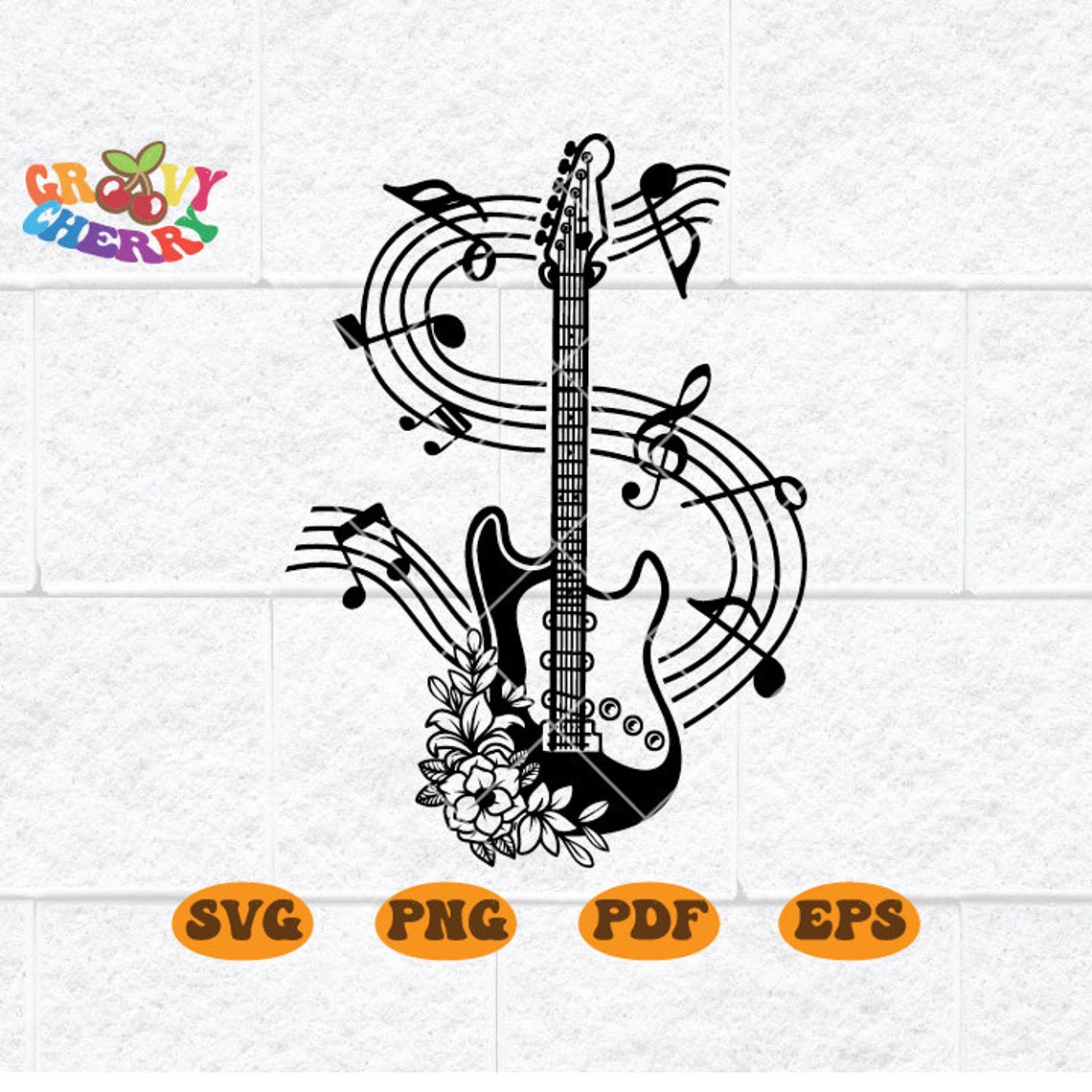 Bass Guitar Svg Floral Guitar Svg Acoustic Guitar Svg Electric Guitar Svg Music Notes Svg Cricut