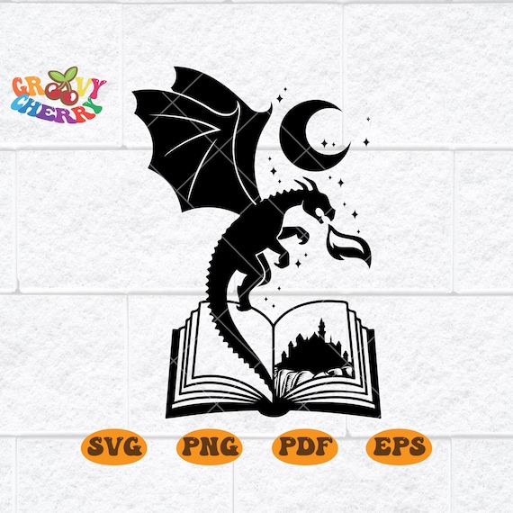 Dragon SVG Halloween SVG Books SVG Reading Svg Mystical - Etsy