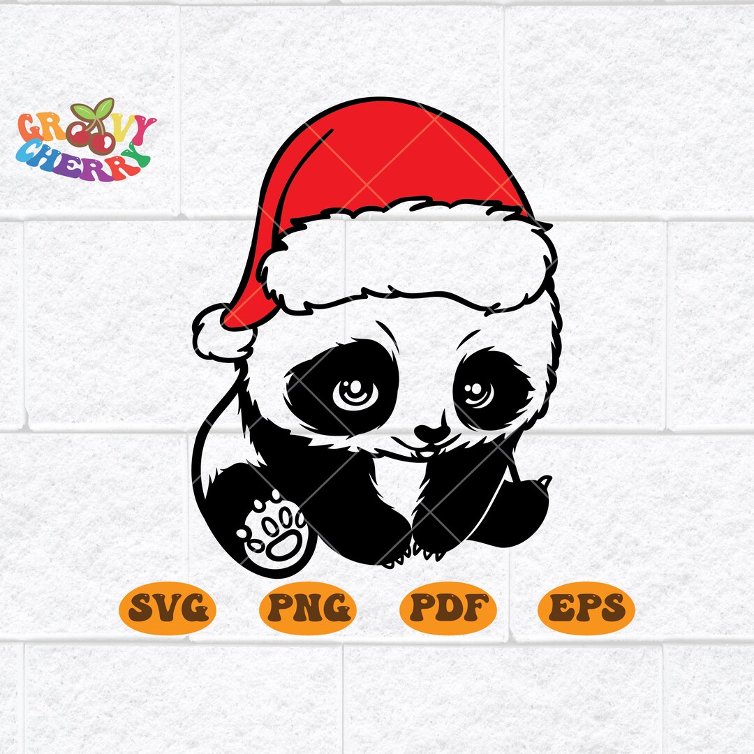 Baby Panda in Santa Hat Svg, Baby Panda Svg File, Panda Png, Cute Panda ...
