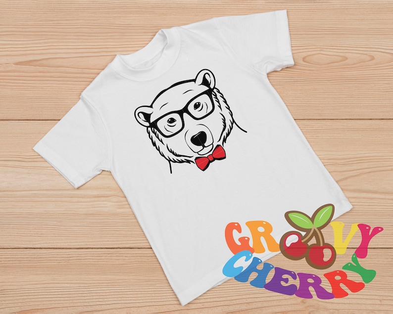 Cute Bear SVG File, Bear With Glasses Bowtie Svg, Bear Cut File, Animal ...