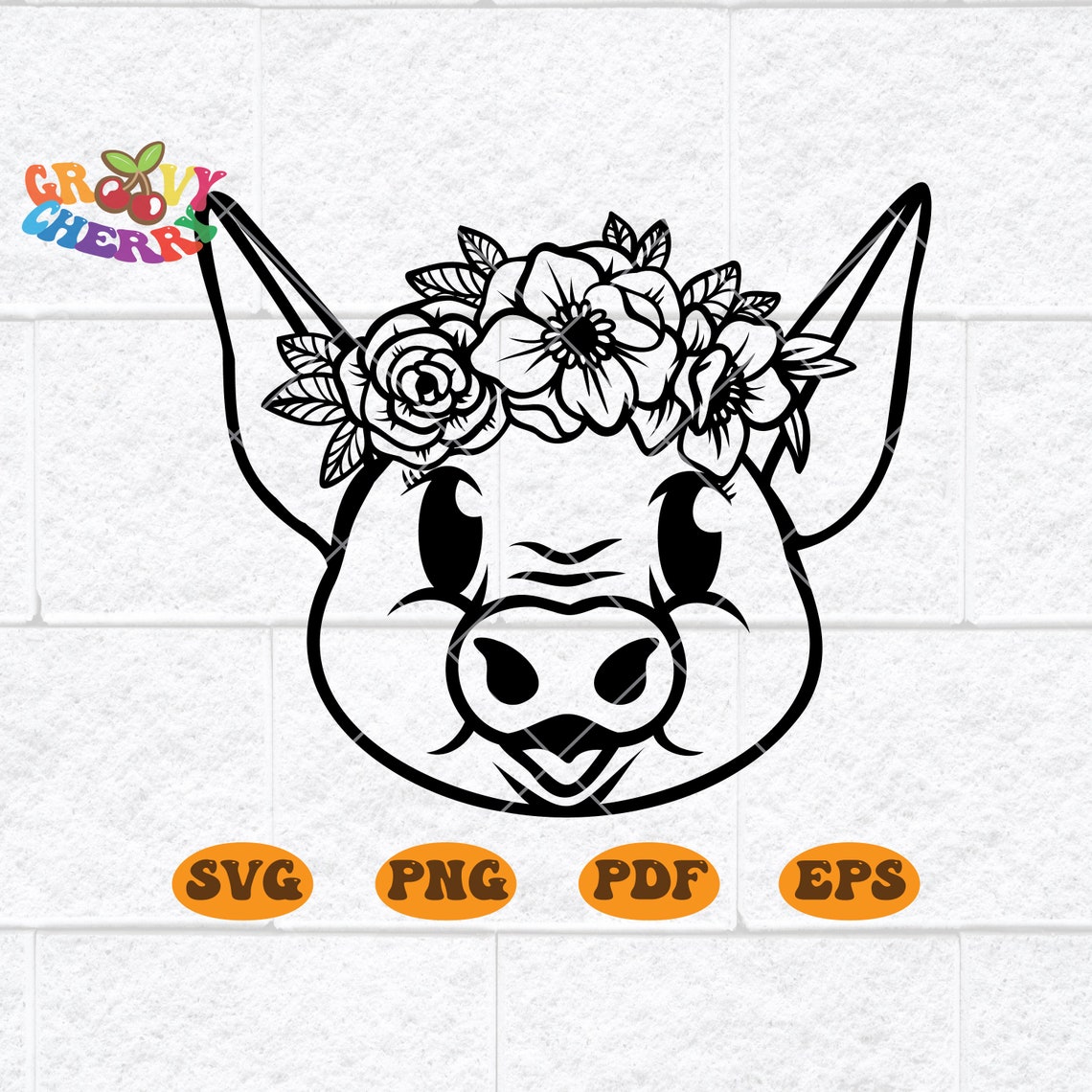 Pig With Flower Crown Svg File Pig Face Svg Pig Cut File - Etsy