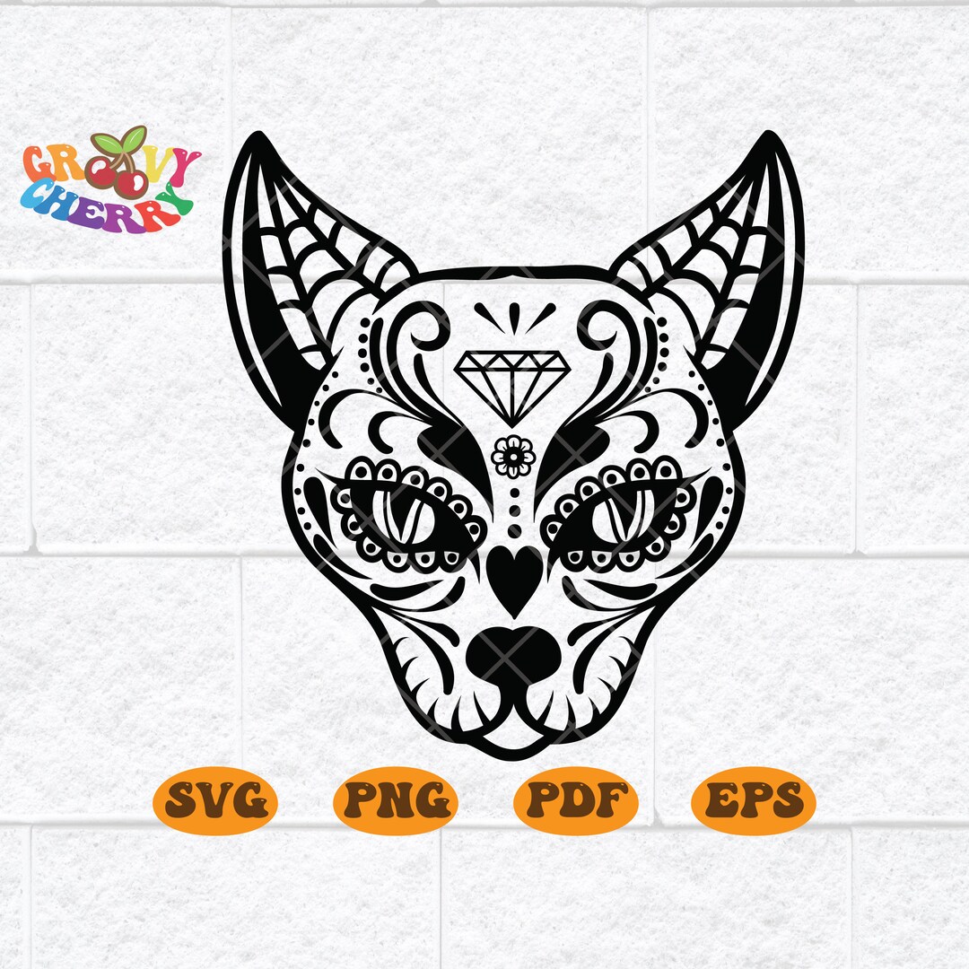 Sugar Skull Cat SVG, Day of the Dead Svg, Dia De Los Muertos Shirt, Cat ...