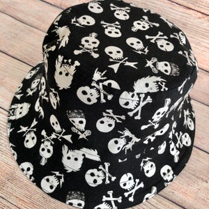 Adult Bucket Hat - Rock N Roll Skull, Reversible Bucket Hat, Rave Hat ...