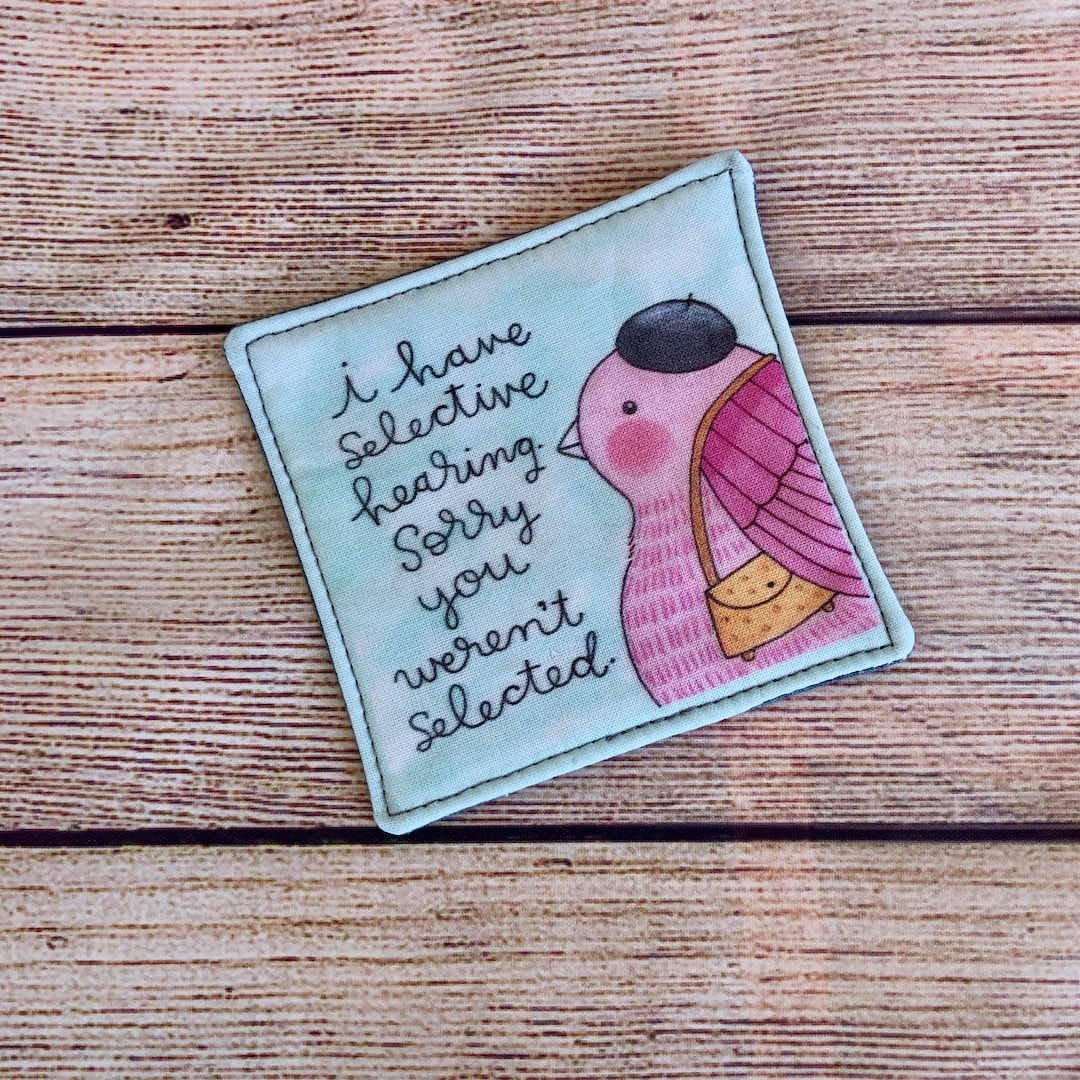 Handmade Sweary Cotton Fabric Drink Coasters, Book Page Marker, Sassy ...