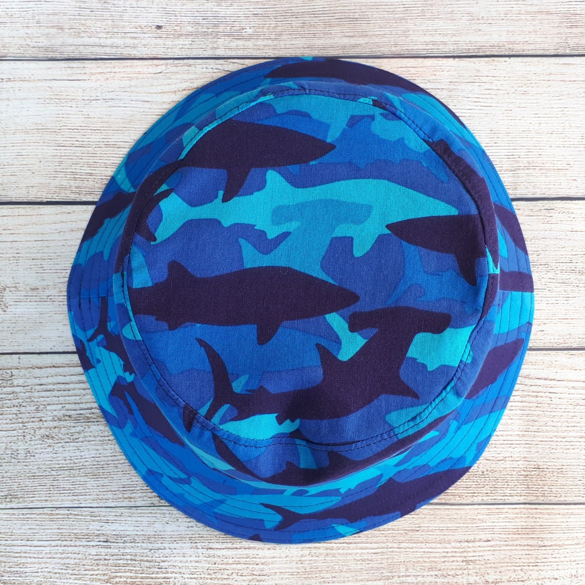Bucket Hat - Blue Shark Camo, Reversible Hat, Cotton Hat, Fishing Hat ...